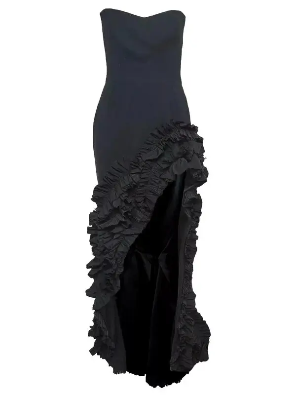 Maticevski Ruffled Asymmetric Hem Dress - Black
