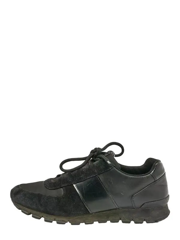 Prada Leather Panelled Sneakers - Black