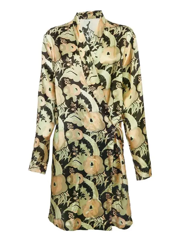 Dries Van Noten Floral-print Wrap Jacket - Black