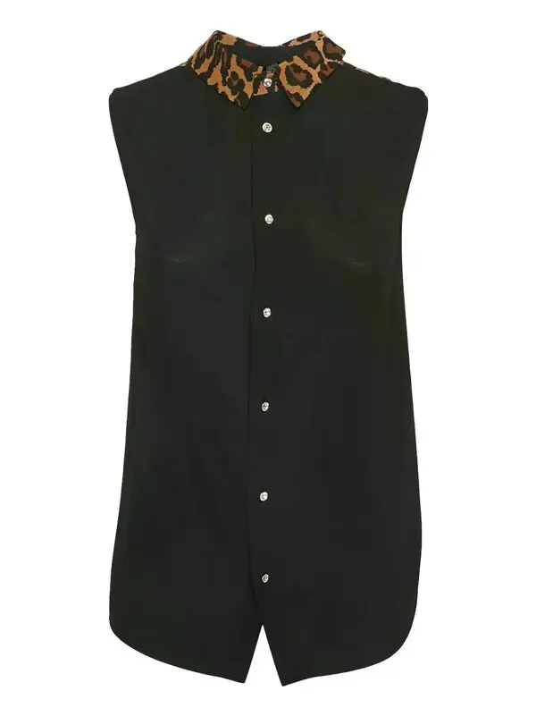 Miu Miu Leopard-collar Sleeveless Shirt - Black
