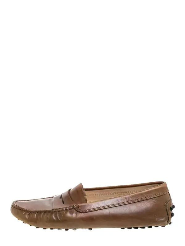 TOD'S Embossed Leather Loafers - Brown