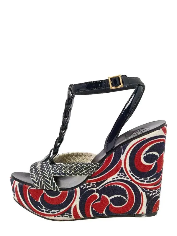 Tory Burch Braided-strap Wedge Sandals - Blue
