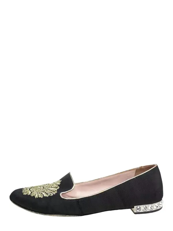Miu Miu Embroidered Loafers - Black