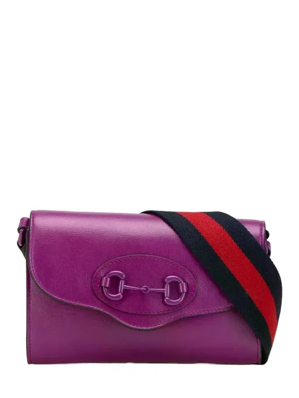 Gucci Leather Horsebit 1955 Web Crossbody Bag - Purple