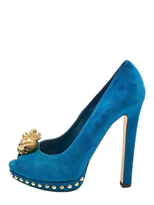 Alexander McQueen 140mm Skull-appliqué Pumps - Blue