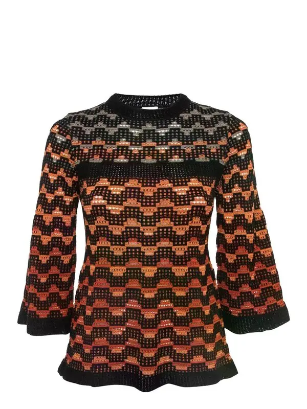 Missoni Geometric-pattern Bell-sleeves Top - Orange