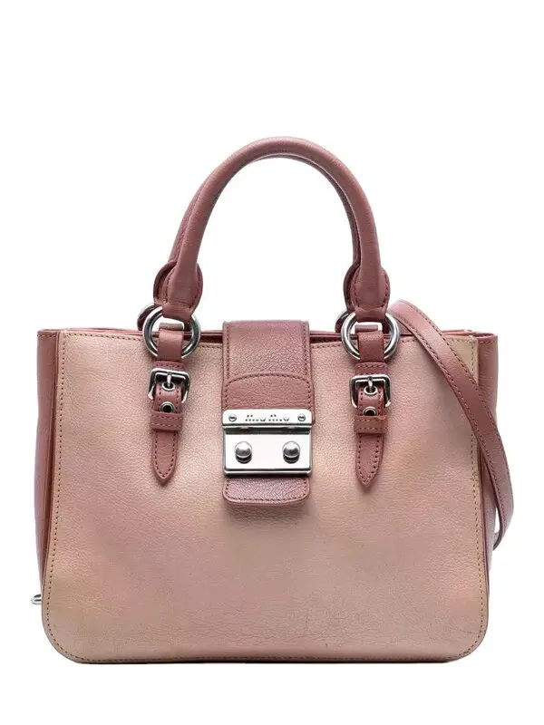 Miu Miu Bicolor Goatskin Madras Satchel - Pink