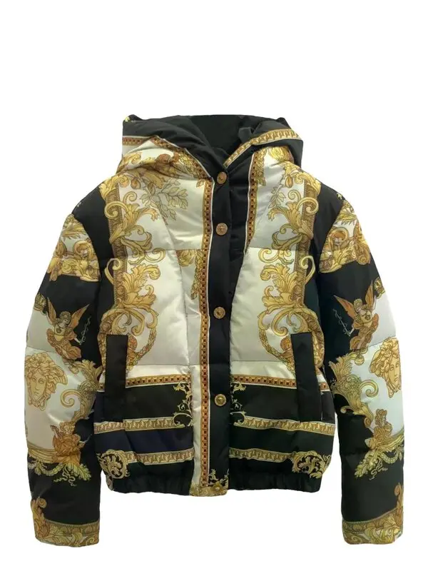 Versace 2010s Baroque-print Padded Jacket - Black