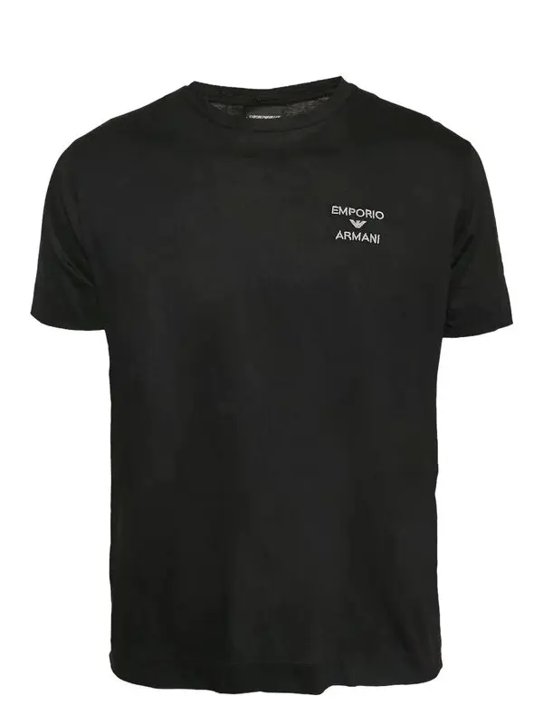 Emporio Armani Logo-embroidered T-shirt - Black