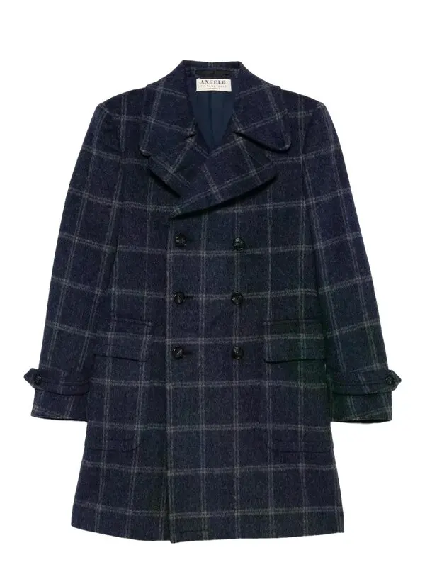A.N.G.E.L.O. VINTAGE CULT 1970s Checked Double-breasted Coat - Blue