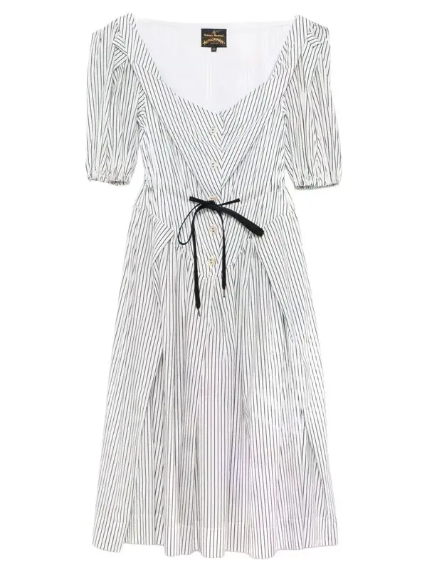 VIVIENNE WESTWOOD 2000s Striped Midi Dress - White