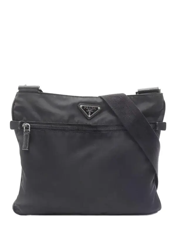 Prada 2010s Logo-plaque Crossbody Bag - Black