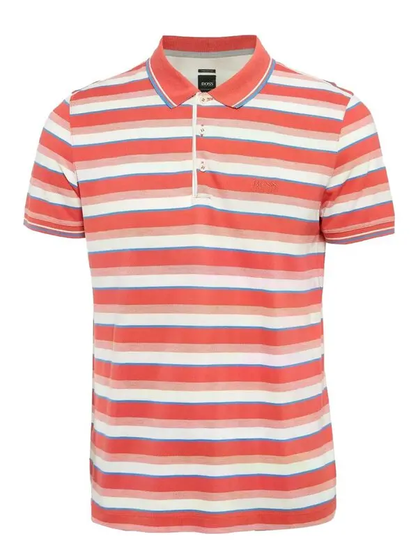 BOSS Pre-owned Striped Cotton Polo Shirt - Red