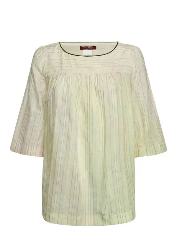 Max Mara Striped Three-quarter Sleeve Top - Neutrals
