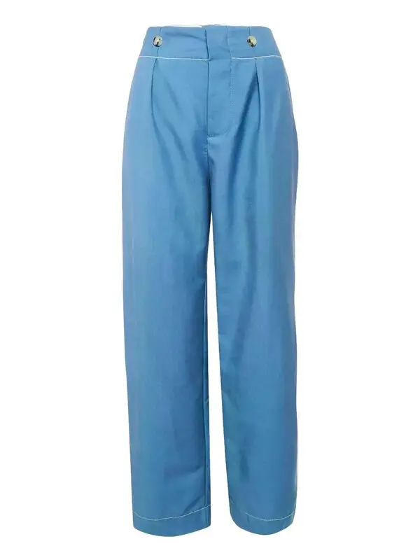 LANVIN Pleated Button-detail Trousers - Blue