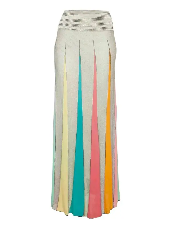 Missoni Vintage Striped Pleated Maxi Skirt - Grey
