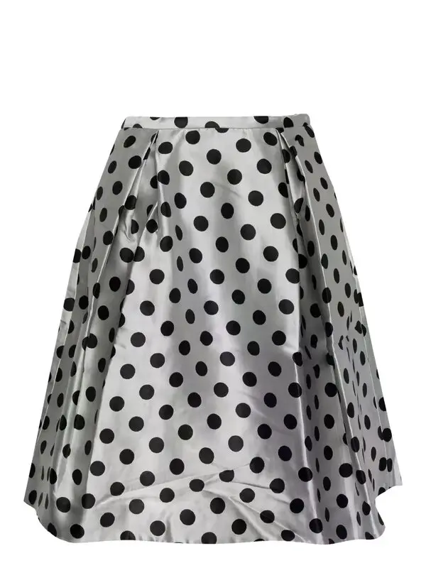Carolina Herrera Vintage Polka-dot Pleated Skirt - White