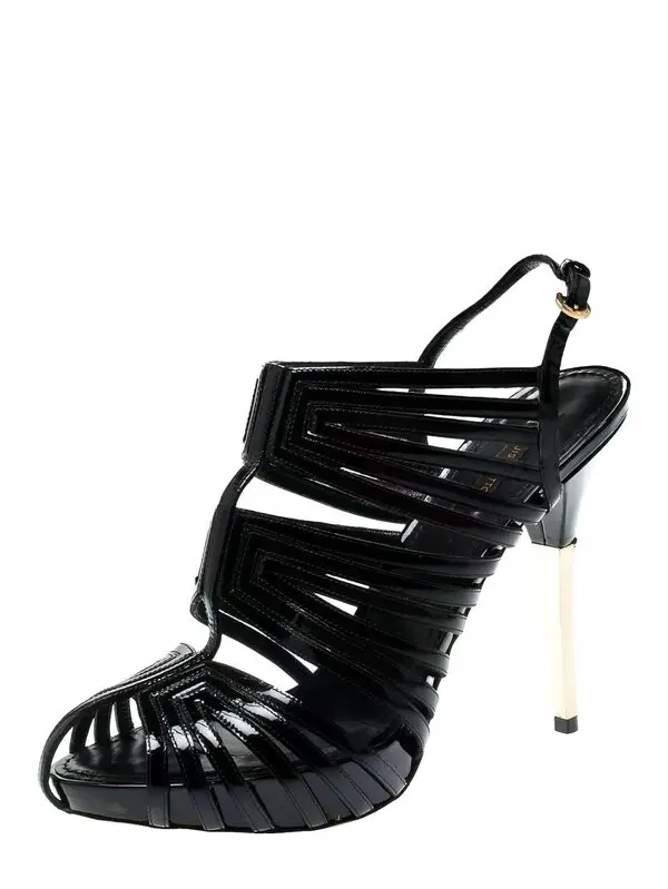 LOUIS VUITTON 120mm Patent Leather Slingback Sandals - Black