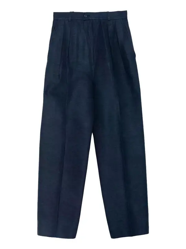 Saint Laurent 1980s Silk Trousers - Blue
