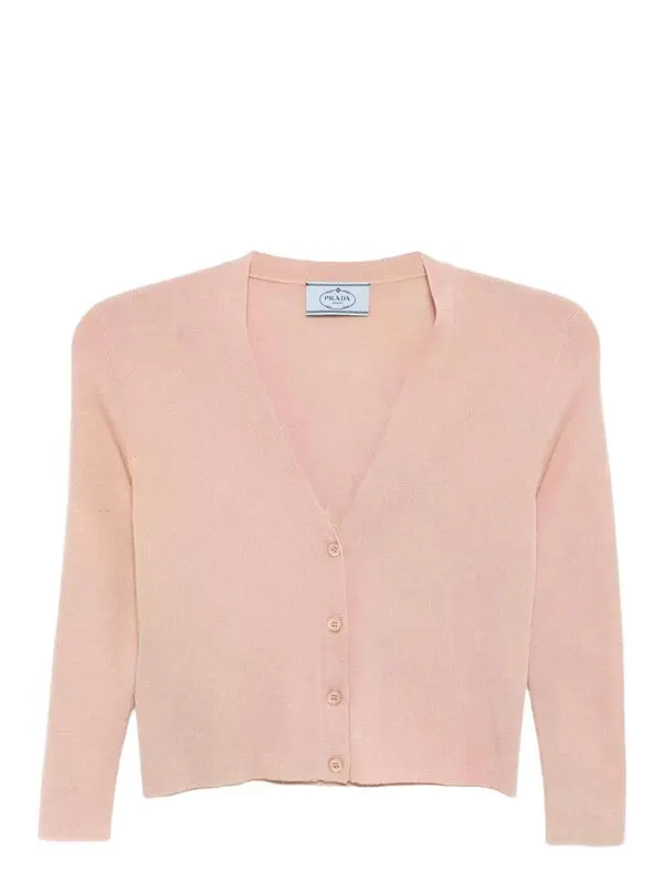 Prada Cropped Knit Cardigan - Pink