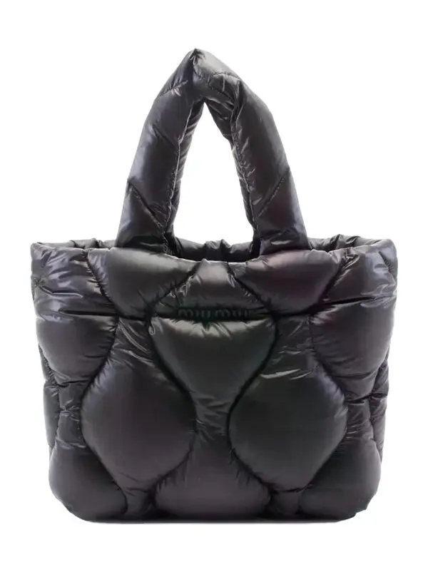 Miu Miu Nylon Padded Quilted Tote Bag - Black