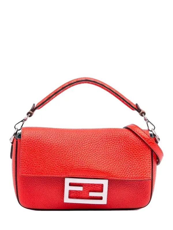 Fendi 2000-2010 Mini Leather Baguette Satchel - Red