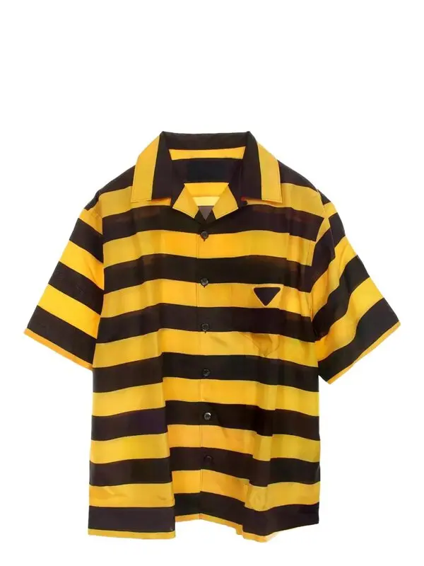 Prada 2020s Striped Silk Shirt - Yellow