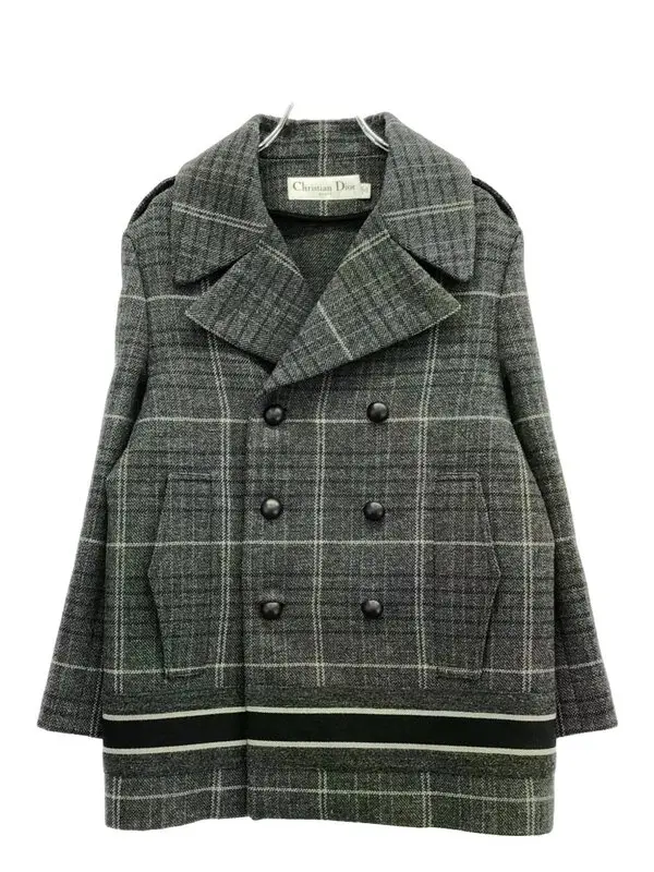 Dior Pre-owned 2010s Plaid Double-breasted Jacket - Grey