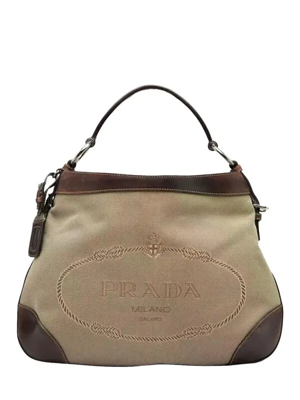 Prada Canapa Logo Hobo Bag - Brown