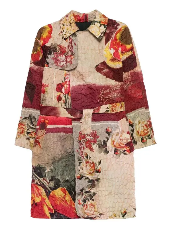 Jean Paul Gaultier Floral-print Trench Coat - Red
