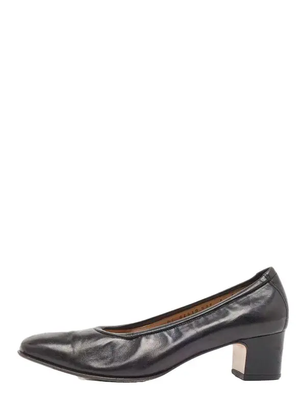 FERRAGAMO 1990s 45mm Leather Block-heeled Pumps - Black