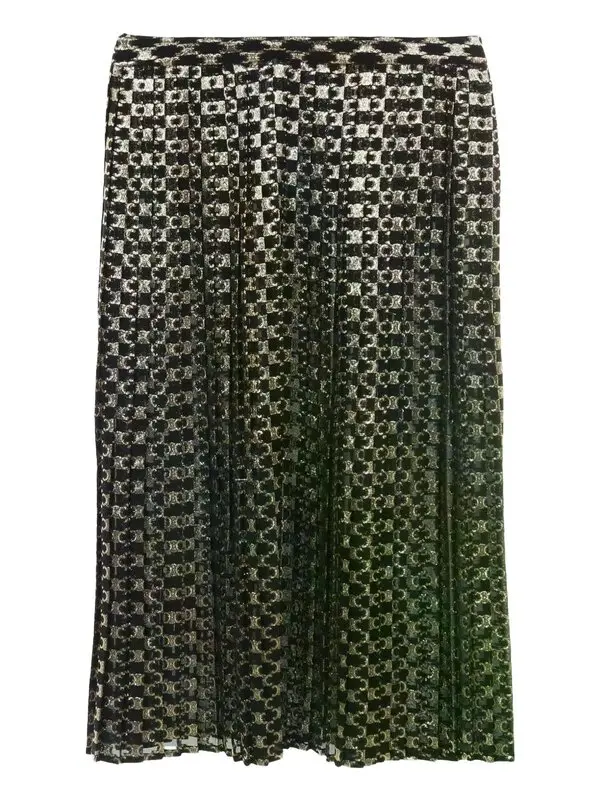 Celine 2010s Triomphe-pattern Midi Skirt - Black