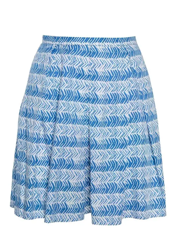Max Mara Arrow-print Pleated Mini Skirt - Blue
