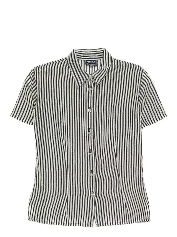 Versace 2000s Striped Shirt - Black