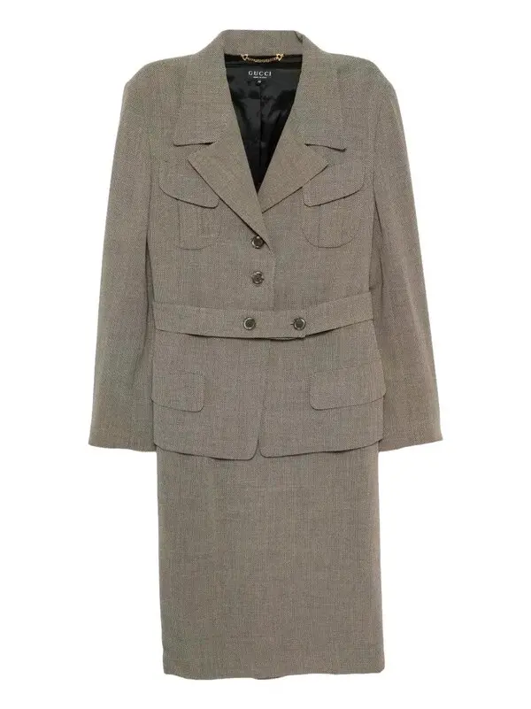 Gucci 1990-2000s Suit Jacket And Skirt Set - Brown