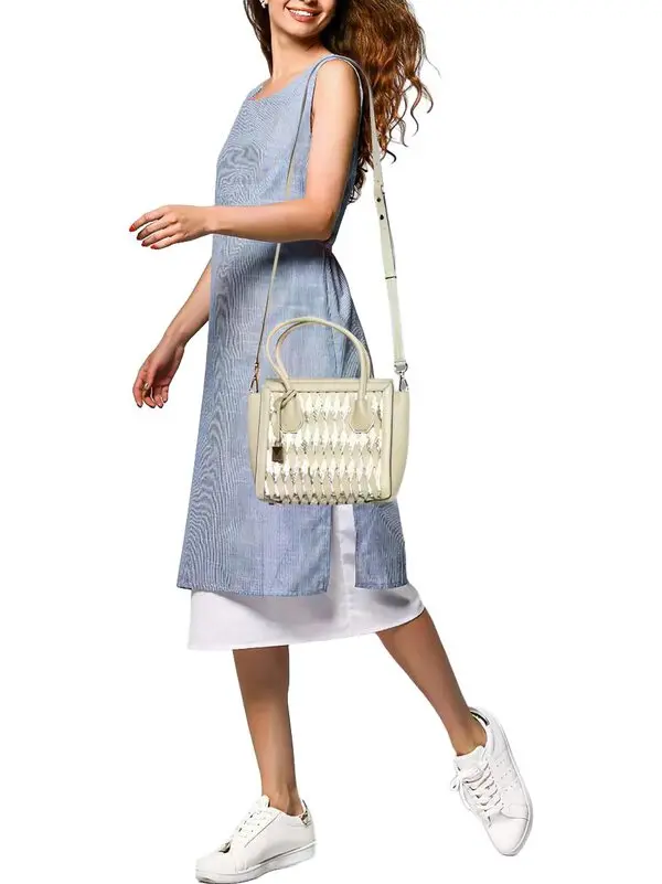 Michael Kors Woven Leather Tote Bag - Neutrals
