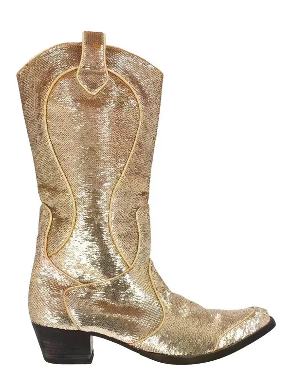 Moschino Sequin-embellished Camperos Boots - Gold
