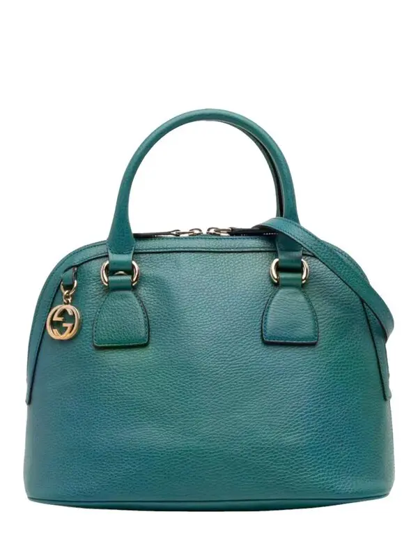 Gucci Calfskin Gg Charm Dome Satchel - Blue