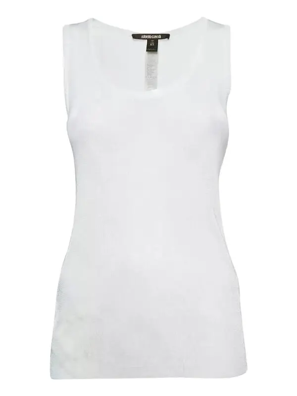 Roberto Cavalli Jersey Tank With Lace Trim - White