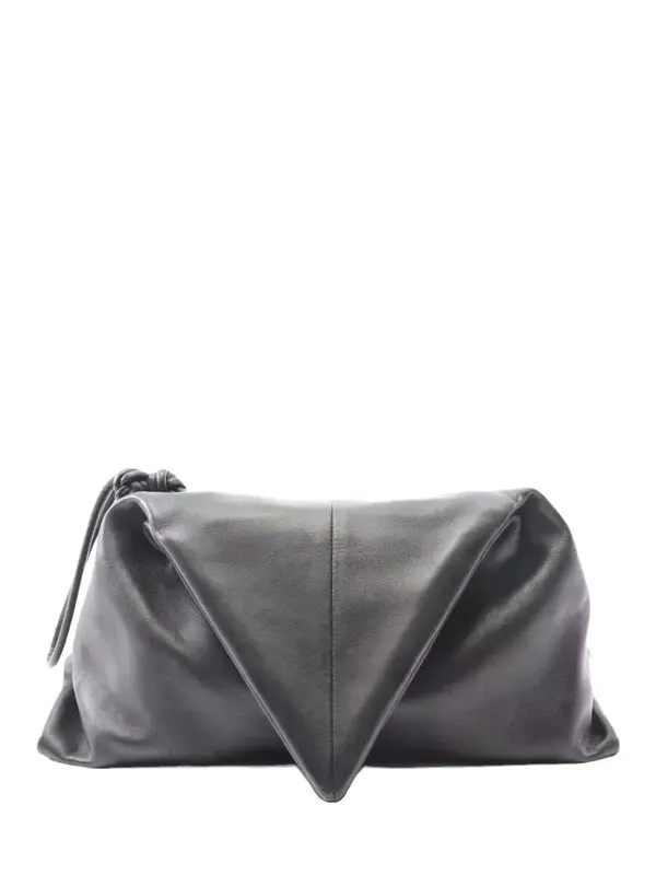 Bottega Veneta 2010s Trine Triangle-flap Clutch Bag - Black