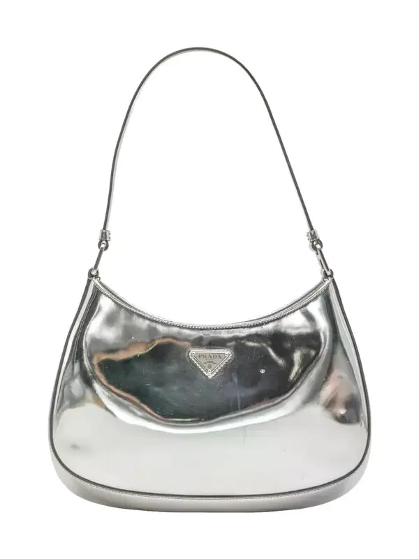 Prada 2000-2013 Brushed Leather Cleo Shoulder Bag - Silver