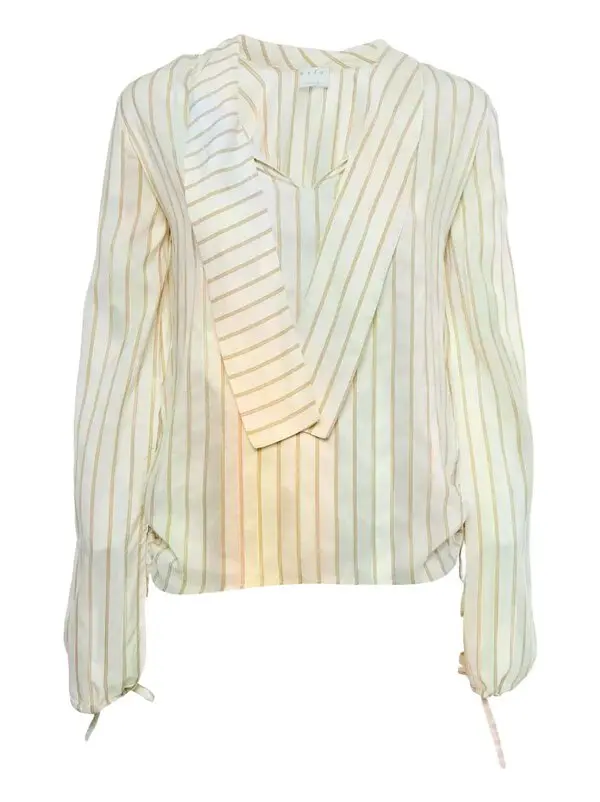 Marni 2024 Striped Tie-neck Blouse - White