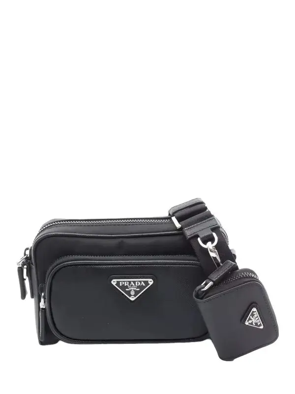 Prada Logo-plaque Shoulder Bag - Black