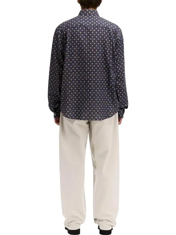VOWELS Apos;s Floral Dobby Shirt - Blue