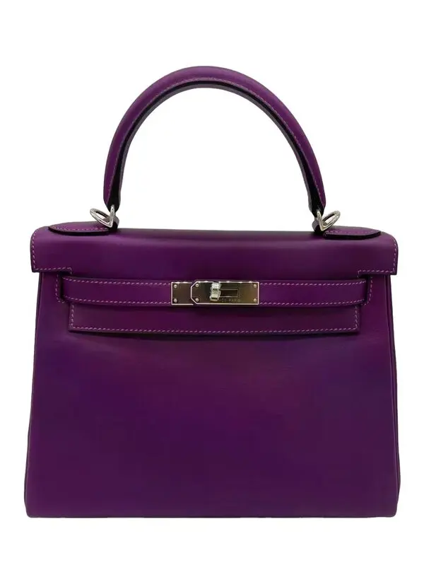 Hermès 2018 Kelly 28 Retourne Handbag Palladium Hardware - Purple