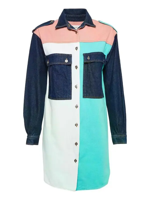 Maje Colour-block Denim Shirt Dress - Blue