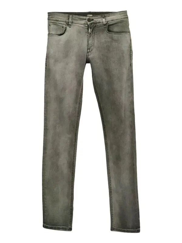 Fendi Washed Straight-leg Jeans - Grey