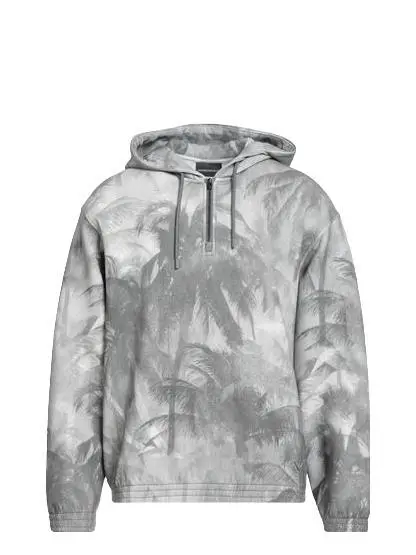 Emporio Armani Hooded Sweatshirt With Hawaiian Print - Grey