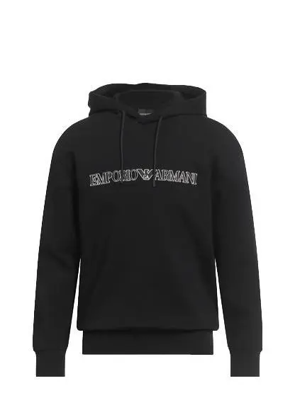 Emporio Armani Cotton-blend Jersey Hooded Sweatshirt - Black