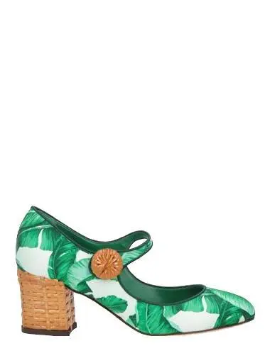Dolce & Gabbana Floral-print Mary Jane Pumps - Green